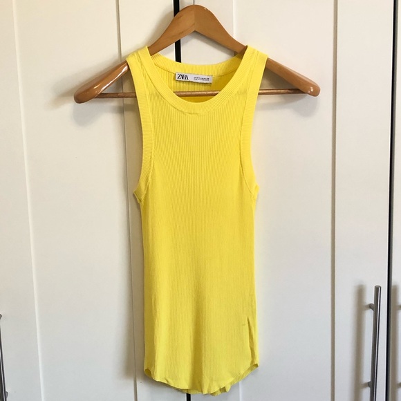 Zara | Tops | Zara Bright Yellow Cutaway Tank Top | Poshmark